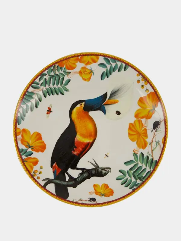 La DoubleJ Floroucan Decorative Porcelain Plate - Orange