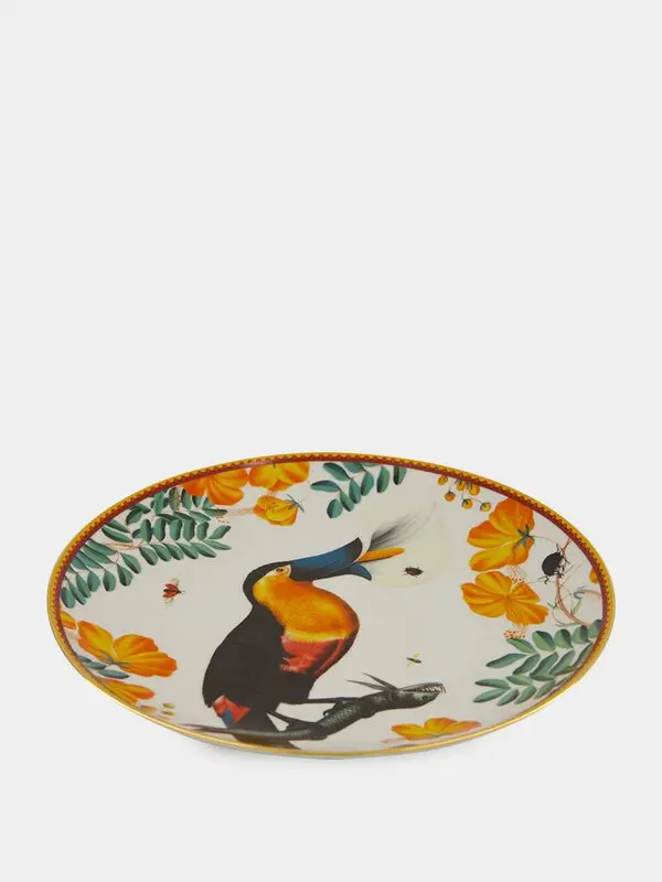 La DoubleJ Floroucan Decorative Porcelain Plate - Orange