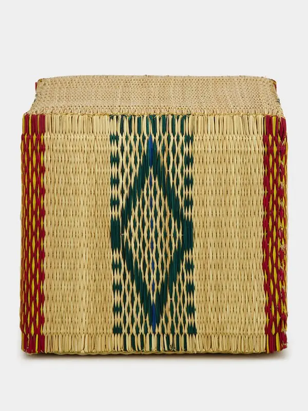 HOUSE OF CAPRICORN Handmade Coruche Natural Reed Ottoman - Multicolour