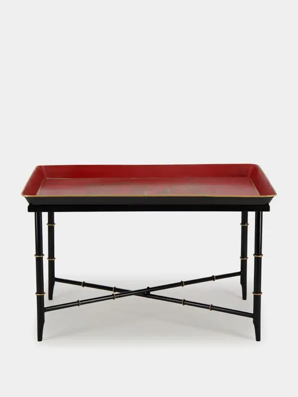 LES-OTTOMANS Chinoiserie Handpainted Coffee Table - Red