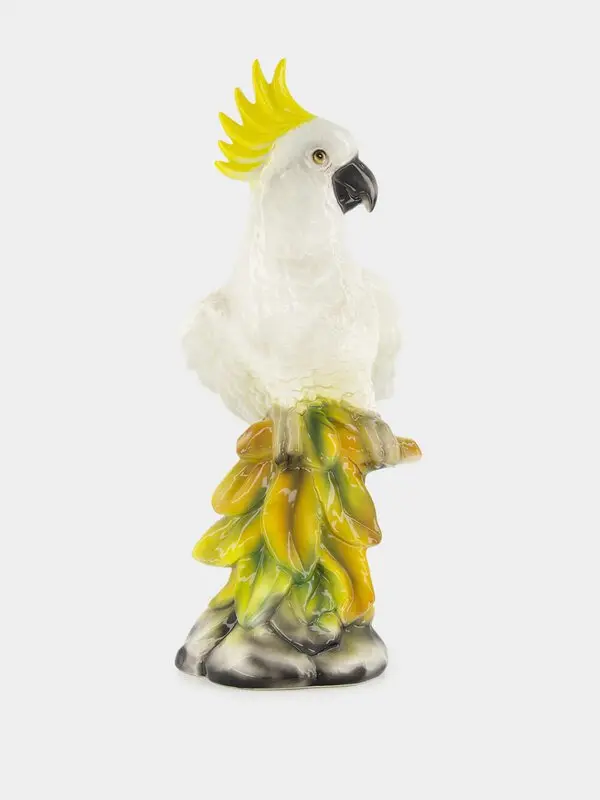 LES-OTTOMANS Ceramic Parrot Sculpture - Yellow
