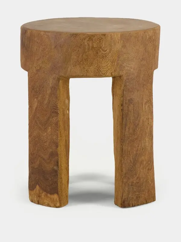 POLSPOTTEN Round Square Legs Stool - Brown