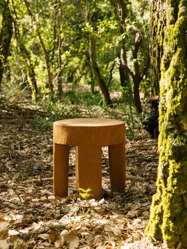 POLSPOTTEN Round Square Legs Stool - Brown