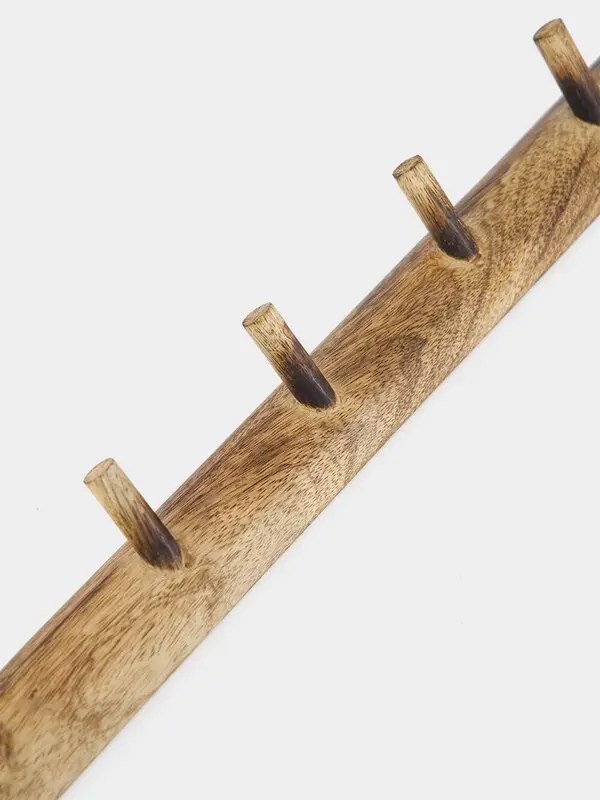 Madam Stoltz Wooden Coat Rack With 8 Hooks