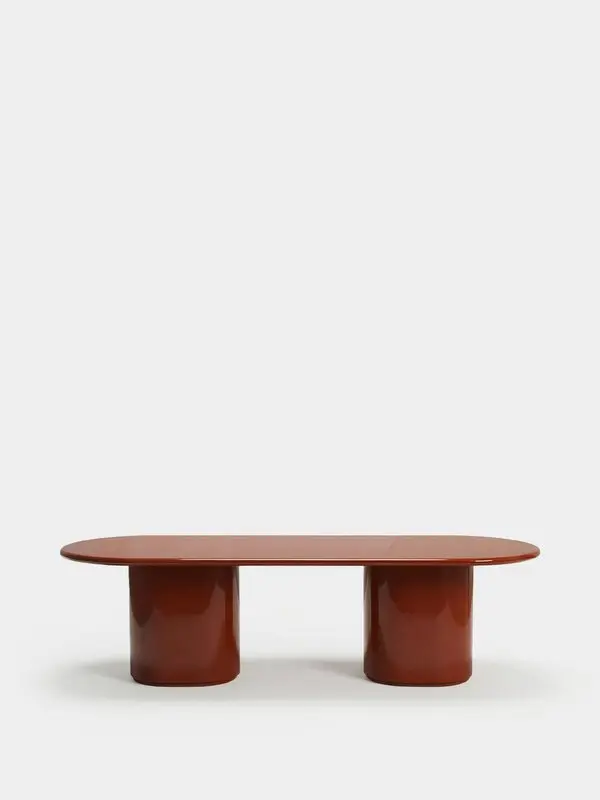 HOUSE OF CAPRICORN Amendoeira Brick Lacquered Wood Dining Table - Orange