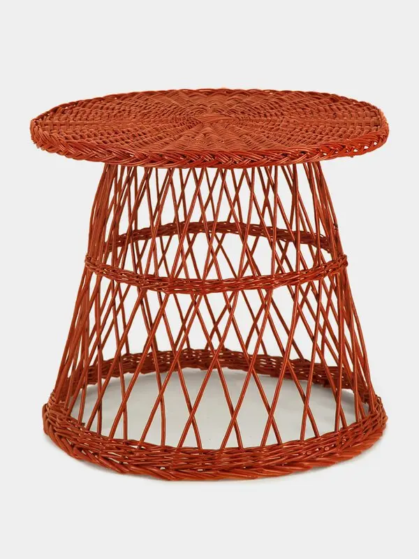 HOUSE OF CAPRICORN Handmade Furnas Brick Wicker Side Table - Orange