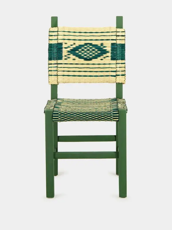 HOUSE OF CAPRICORN Handmade Coruche Wood And Reed Dining Chair - Green