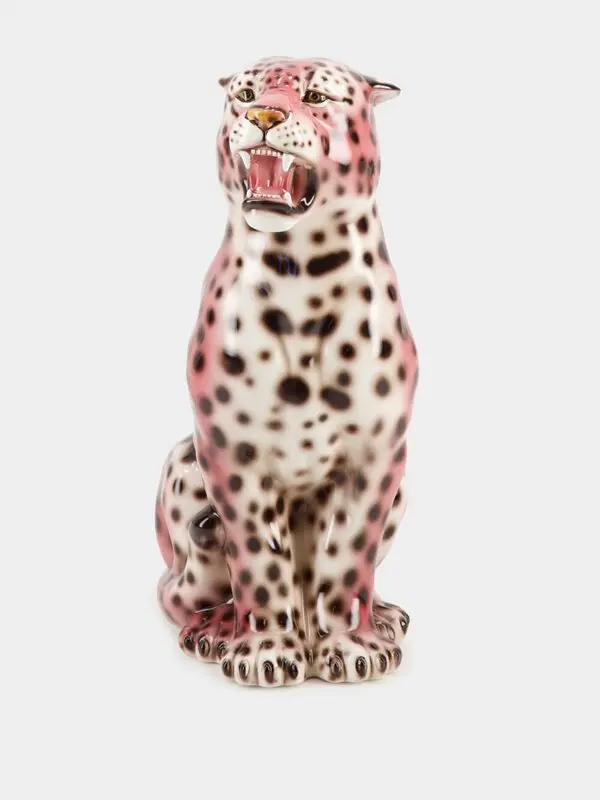 LES-OTTOMANS Ceramic Leopard Sculpture - Multicolour