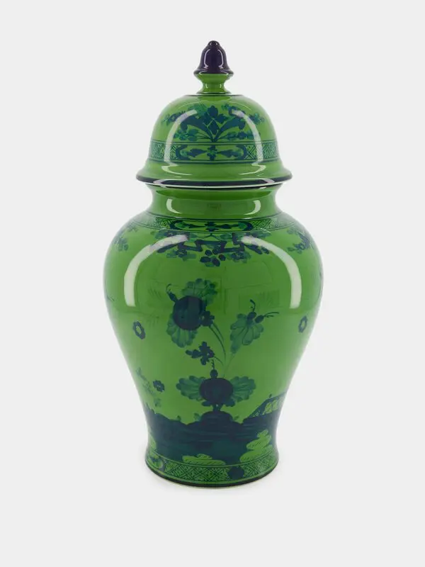 GINORI 1735 Oriente Italiano Large Potiche Vase - Green