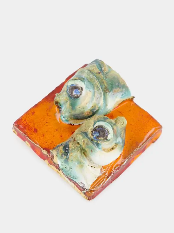 Studio Bongard 3d Two Head Sardine Tile Sculpture