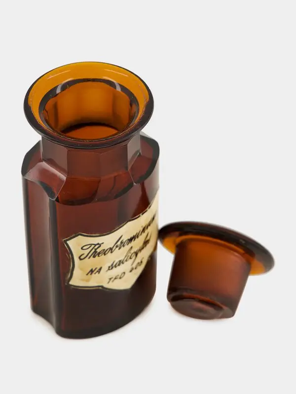 All Origine Amber Apothecary Bottle With Theobrominum Label