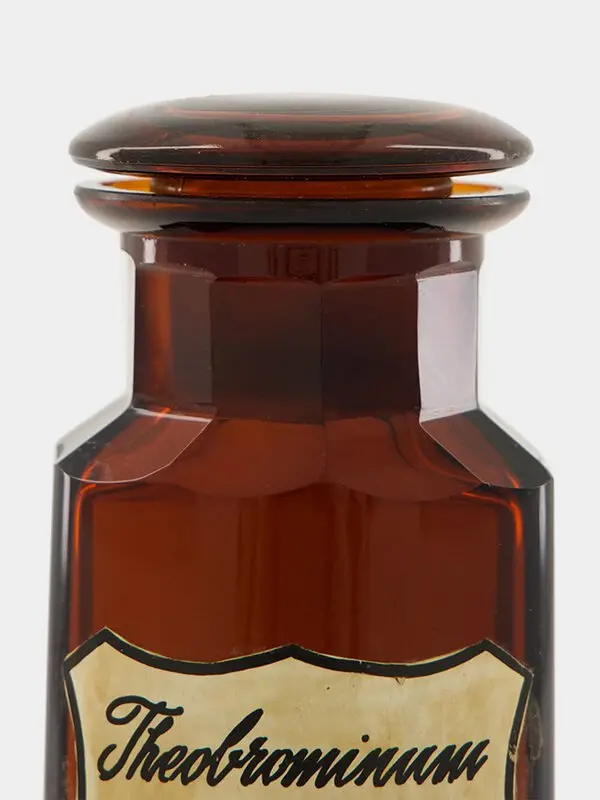 All Origine Amber Apothecary Bottle With Theobrominum Label