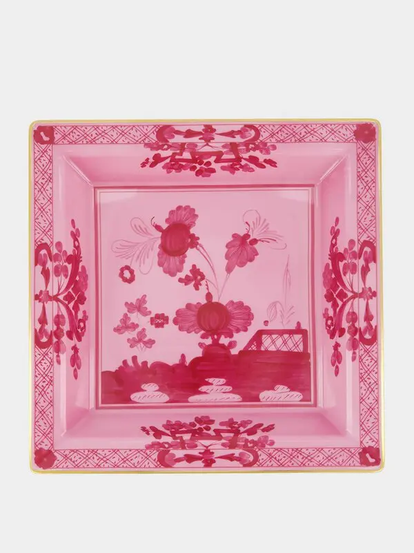 GINORI 1735 Oriente Italiano Porpora Large Square Change Tray - Pink