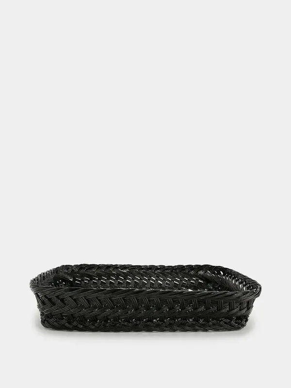 HOUSE OF CAPRICORN Handmade Vitória Wicker Medium Tray - Black