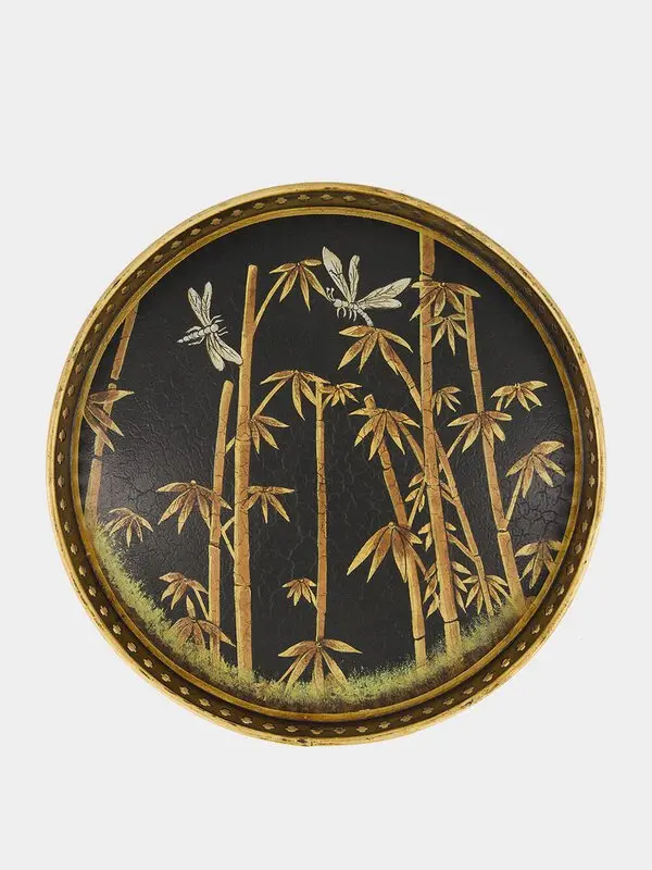 LES-OTTOMANS Flora Iron Tray Bamboo