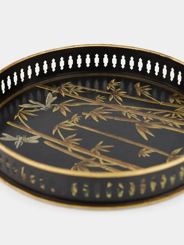 LES-OTTOMANS Flora Iron Tray Bamboo
