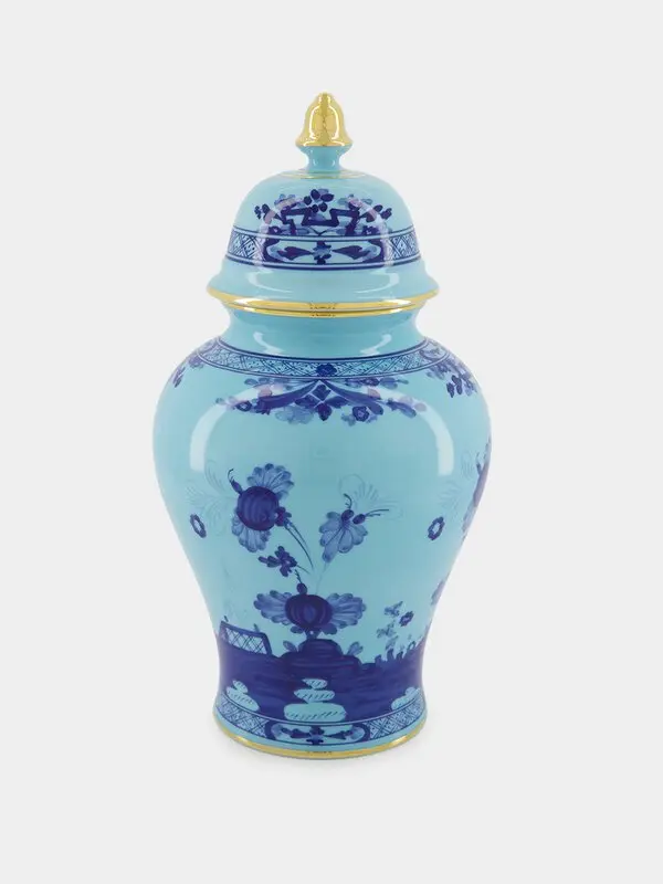 GINORI 1735 Oriente Italiano Iris Potiche Vase - Gold