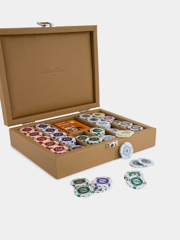 HECTOR SAXE PARIS Cognac Leather Poker Set