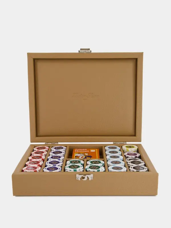 Hector Saxe Paris Cognac Leather Poker Set - Brown