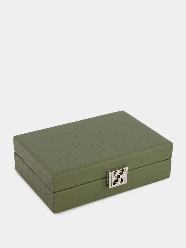 Hector Saxe Paris Khaki Clair Leather Cards Set