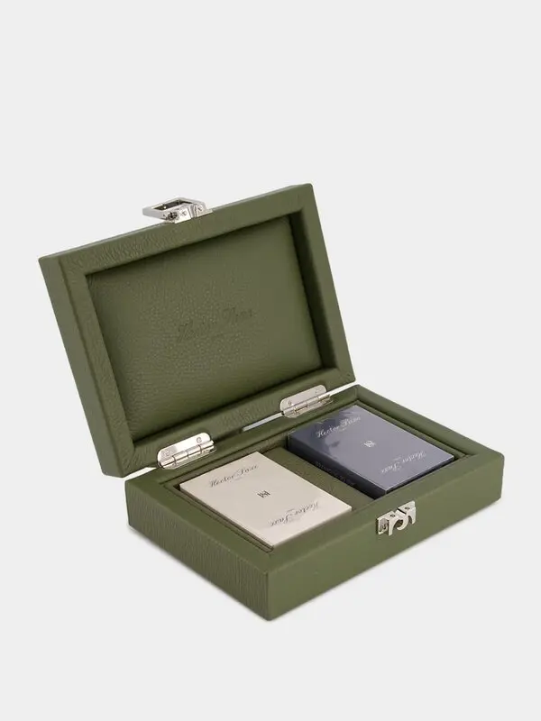 Hector Saxe Paris Khaki Clair Leather Cards Set