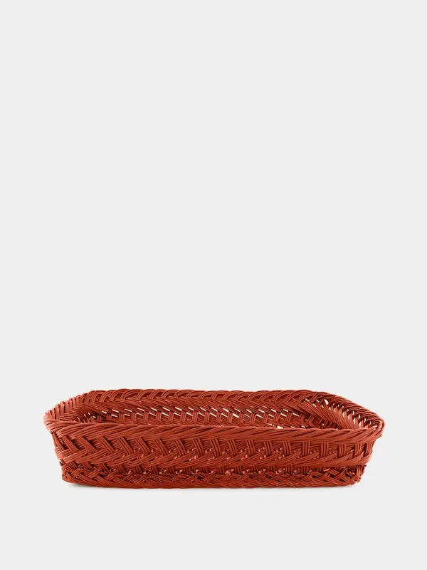HOUSE OF CAPRICORN Vitória Brick Wicker Medium Tray - Orange