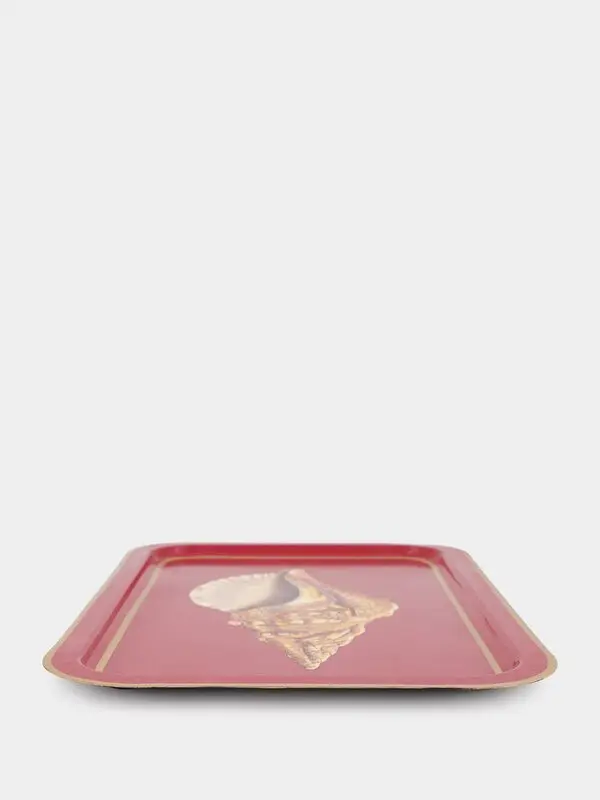 LES-OTTOMANS Handpainted Conch Iron Tray
