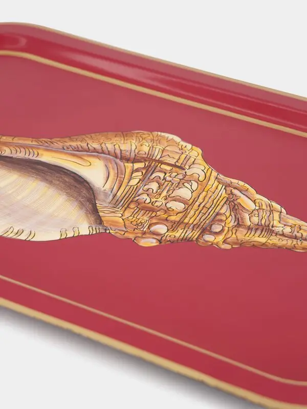 LES-OTTOMANS Handpainted Conch Iron Tray