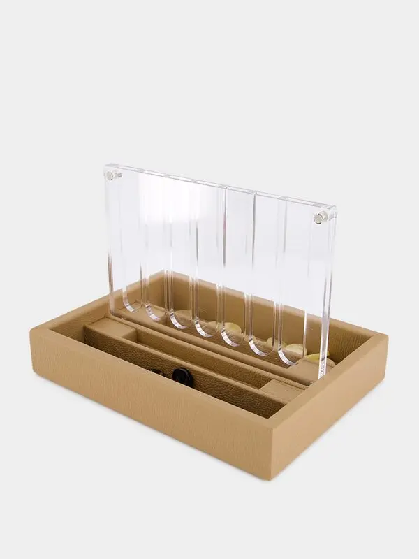 Hector Saxe Paris Cognac Leather Connect 4 Game - Brown