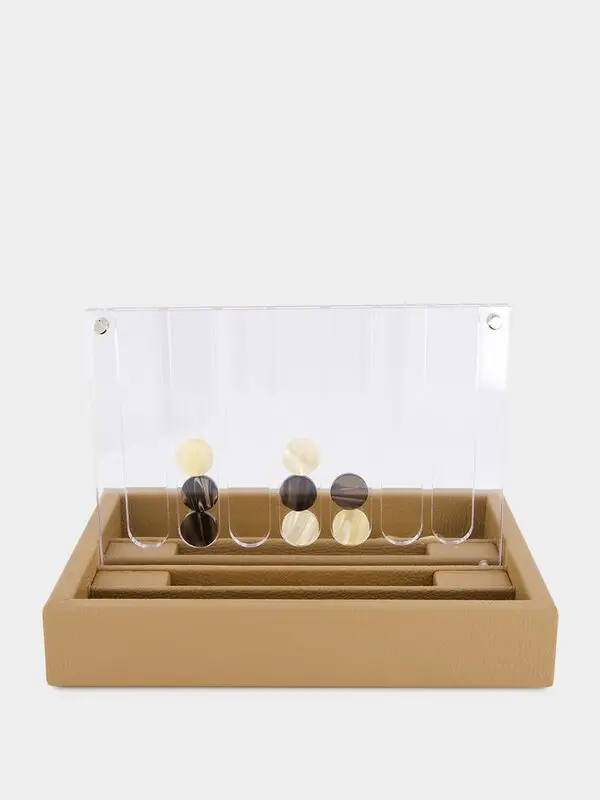 Hector Saxe Paris Cognac Leather Connect 4 Game