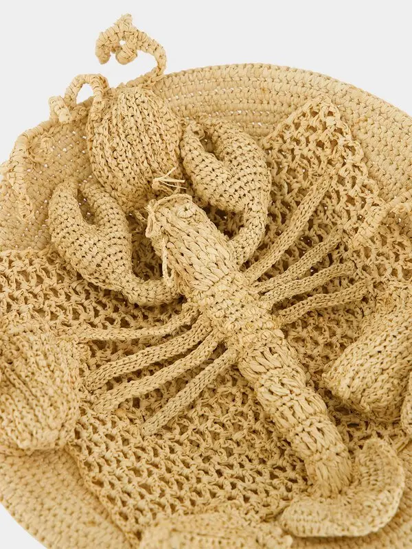 NATALIA BRILLI Natural Handcrafted Marea Raffia Plate With Lobster