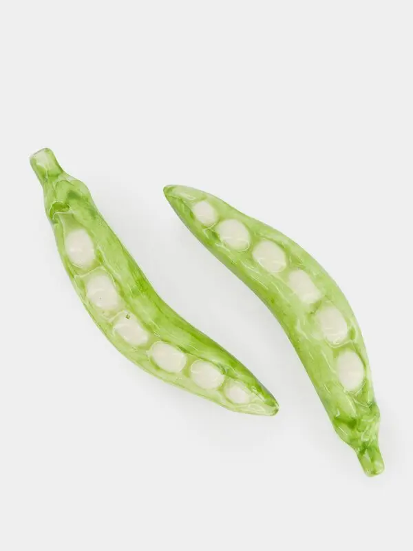 LES-OTTOMANS Ceramic Peas Decorative Figure - White