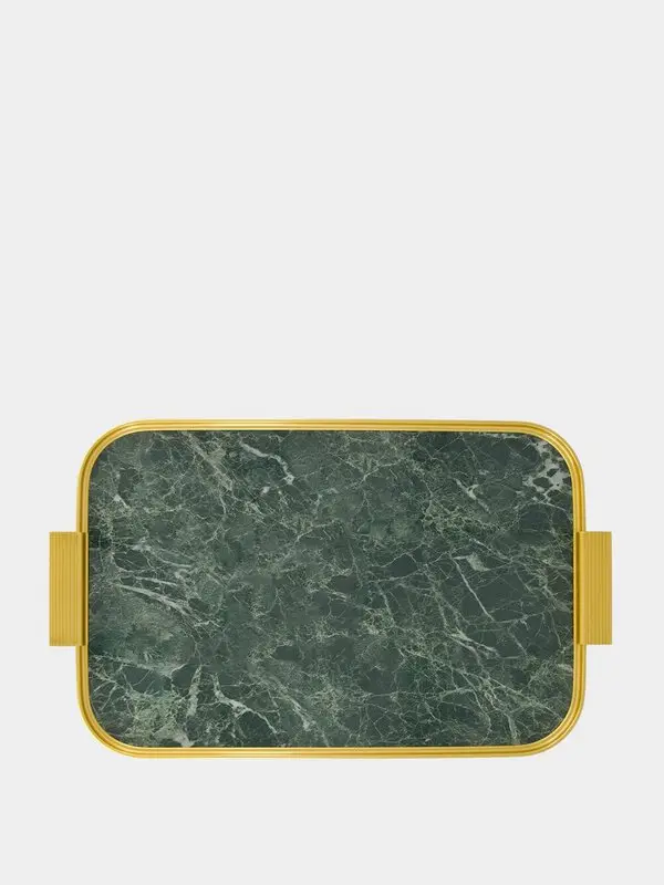 KAYMET Gold And Marble Tray - Green