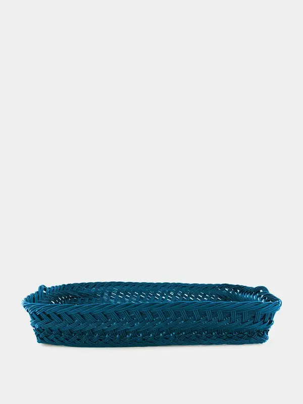 HOUSE OF CAPRICORN Vitória Wicker Large Tray - Blue