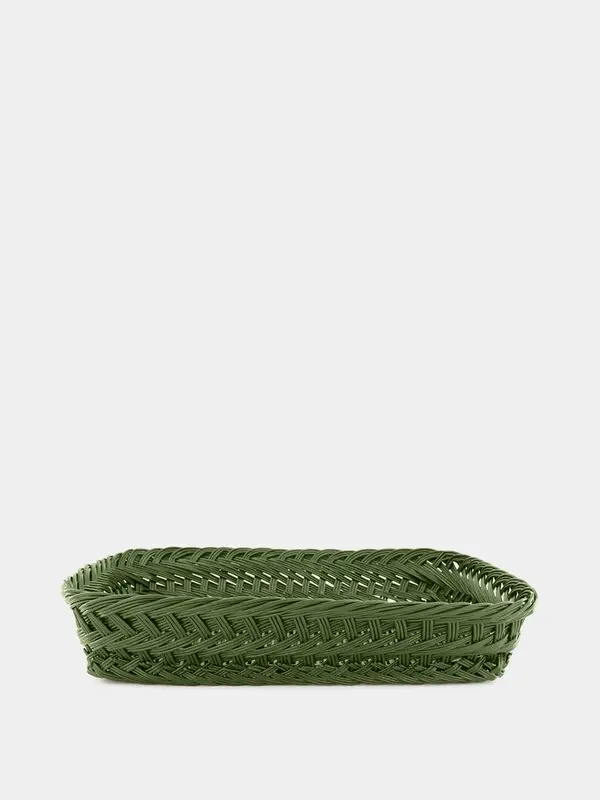 HOUSE OF CAPRICORN Handmade Vitória Wicker Medium Tray - Green