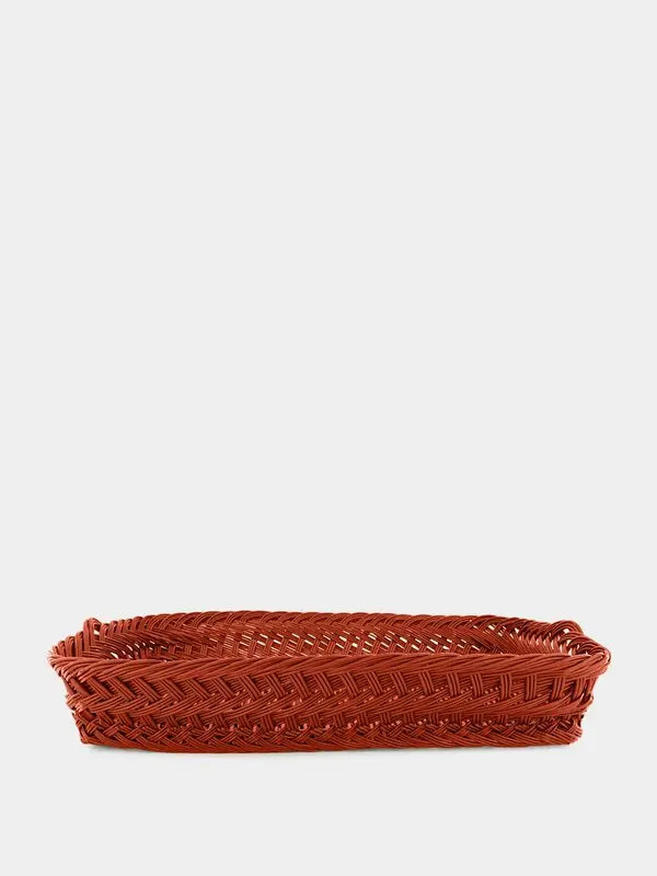 HOUSE OF CAPRICORN Vitória Brick Wicker Large Tray - Orange