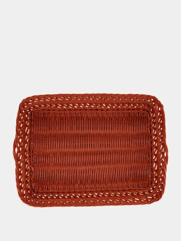 HOUSE OF CAPRICORN Vitória Brick Wicker Large Tray - Orange