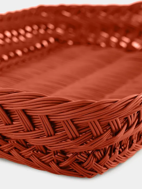 HOUSE OF CAPRICORN Vitória Brick Wicker Large Tray - Orange