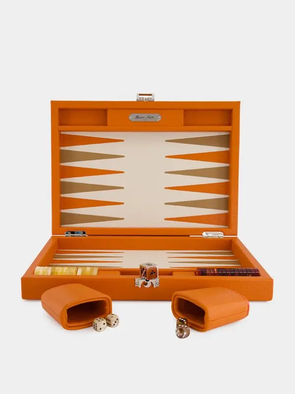 Hector Saxe Paris Medium Baptiste Backgammon Set - Orange