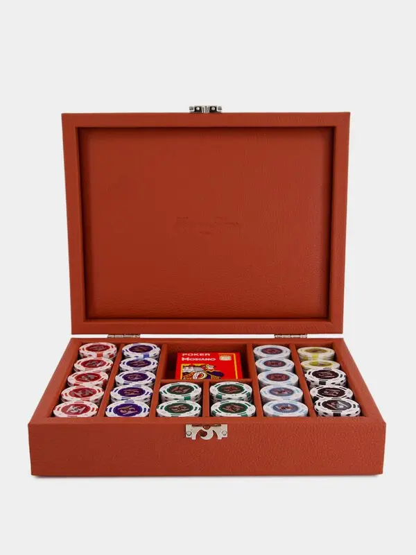 Hector Saxe Paris Brick Leather Poker Set - Orange