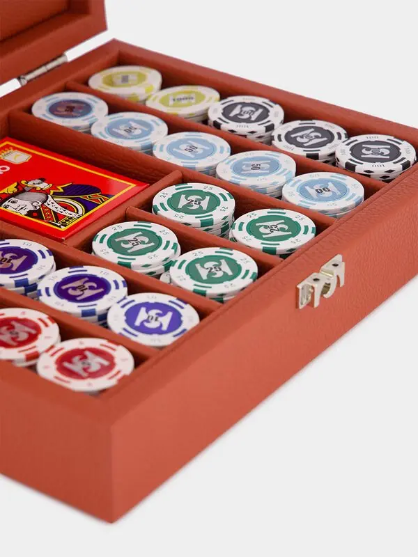 Hector Saxe Paris Brick Leather Poker Set