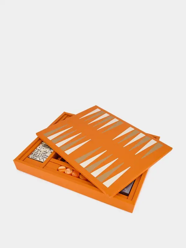 Hector Saxe Paris Leather Multi-game Box - Orange