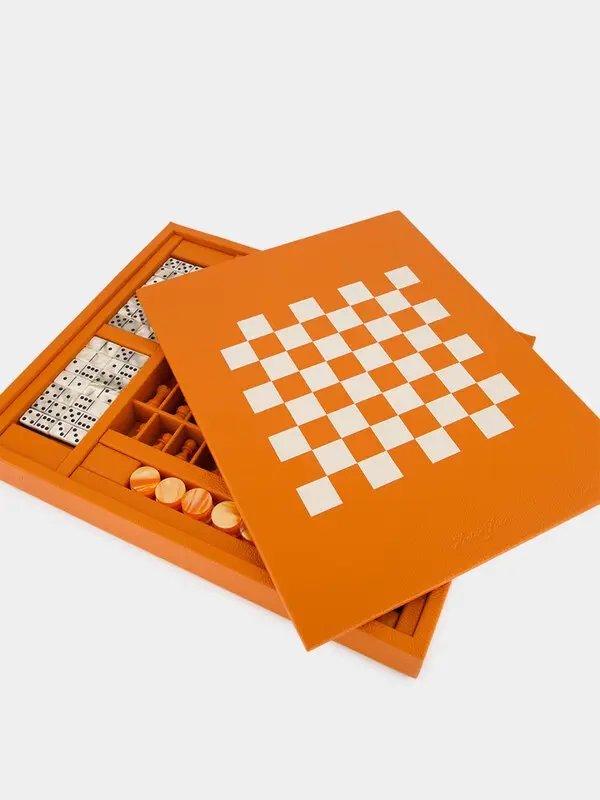 Hector Saxe Paris Leather Multi-game Box - Orange