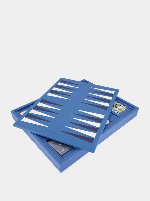 Hector Saxe Paris Limoges Leather Multi-game Box - Blue