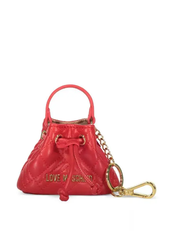 Moschino Quilted Bag Keyring - Red