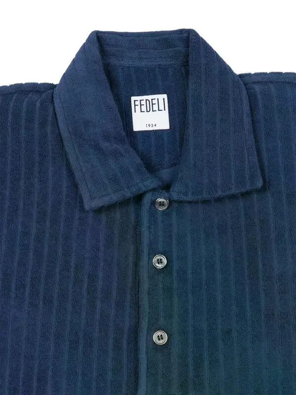 Fedeli Ribbed Short-sleeve Polo Shirt - Blue