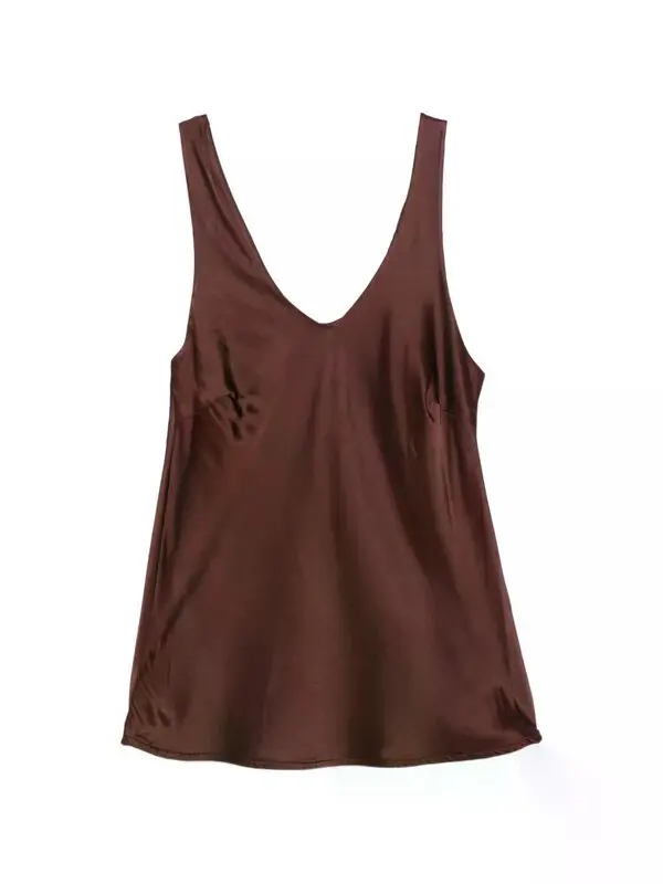 Dixie Sleeveless V-neck Top - Brown