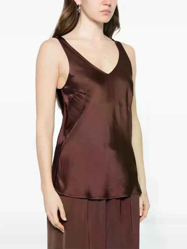 Dixie Sleeveless V-neck Top - Brown