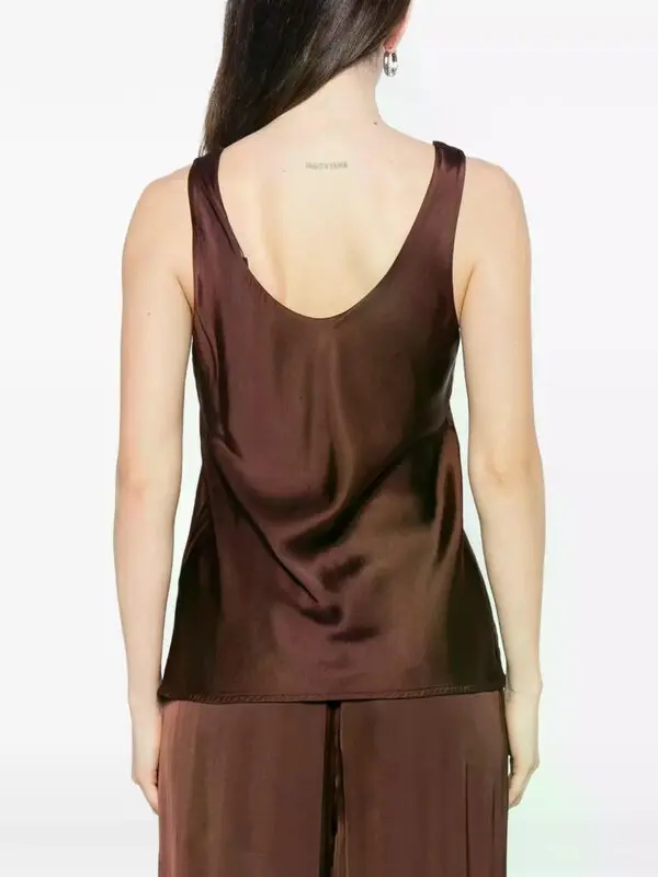 Dixie Sleeveless V-neck Top - Brown