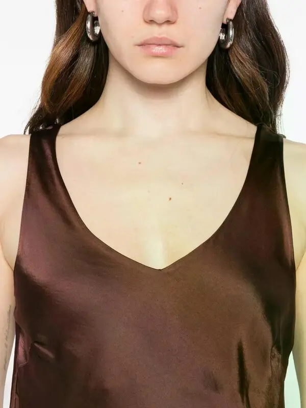 Dixie Sleeveless V-neck Top - Brown